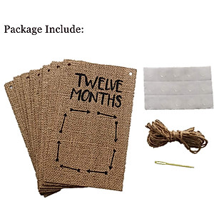 Burlap 1st Birthday Baby Photo Banner ,Newborn Baby Monthly Milestone Photograph Bunting Garland for Baby Shower First Birthday Party Decoration