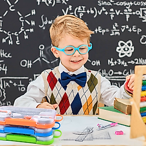 Coopay 4 Sets Math Geometry Kit, 10 Pieces Student Supplies Per Set Includes Ruler, Triangles, Protractor, Compass, Eraser, Pencil Sharpener, Lead Refills, Pencil, for Drafting and Drawings