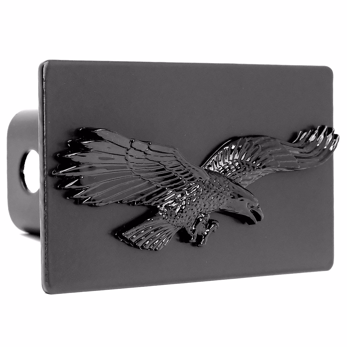 MULL 3D Flying Eagle Emblem Metal Trailer Hitch Cover (Fits 2" Receiver, Black Eagle)