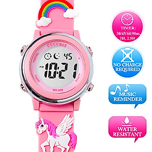 CUCUBIT Daily Water Resistant Potty Training Watch Reminder- Long Battery Life Toilet Training Timer Watch Tool for Baby Toddlers Kids Pink