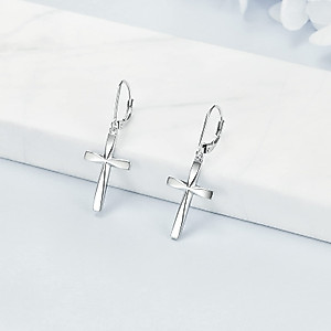 Origami Cross Earrings Sterling Silver Cross Dangle Drop Earring Cross Jewelry Gifts for Women