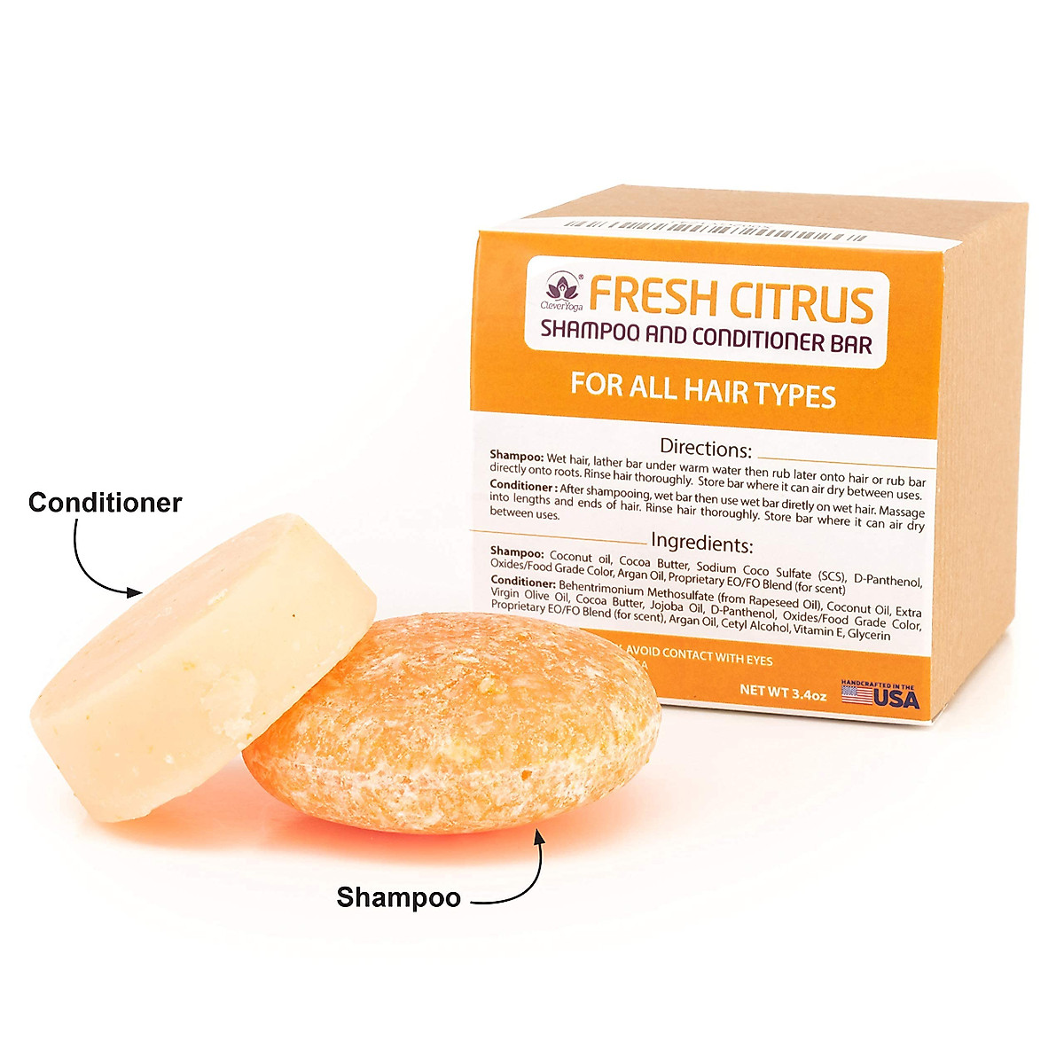 Shampoo and Conditioner Solid Bars 3 Combo Packs - Argan, Citrus and Fresh and Clean