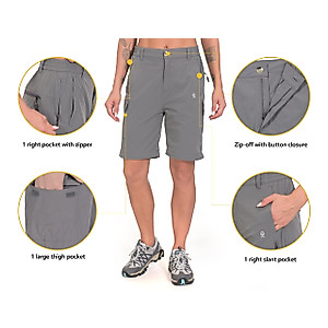 Little Donkey Andy Women's Stretch Convertible Pants, Zip-Off Quick-Dry Hiking Pants Gray Size XL