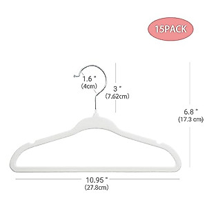 ManGotree Childrens Velvet Clothes Hangers, Baby Kids Hangers for Clothes Space Saving Non-Slip 15Pack (White)