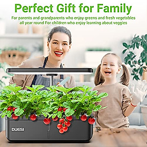 DUESI 12Pods Hydroponics Growing System,Upgrade Indoor Herb Garden 2.0 with Grow Light,Plants Germination Kit with Silent Pump,Automatic Timer,4.5L Large Leakproof Water Tank,Upto 19