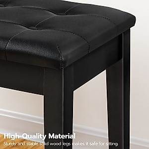 HOOBRO Piano Bench with Padded Cushion and Storage Compartment for Music Sheet, Music Bench, Piano Stool, Vanity Chair, Holds up to 300 lb, 21.9 x 13.6 x 19.3 Inches, Black BB16QD01