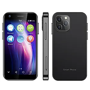 XS12 Pro Super Mini 4G LTE Smartphone 3.0-inch Display 3GB RAM 32GB/64GB ROM 8 Core Android 10.0 Dual SIM 2000mAh 13MP with Google Play Store Backup Small Mobile Phone (Black, 4GB+64GB)