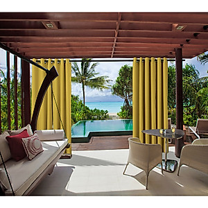 cololeaf Porch Curtains Outdoor Waterproof Patio Garden Outdoor Curtain/Exterior Shades/Blinds- Grommet Thremal Insulated Blackout Curtain - Yellow 84" Wx96 L Inch (1 Panel)