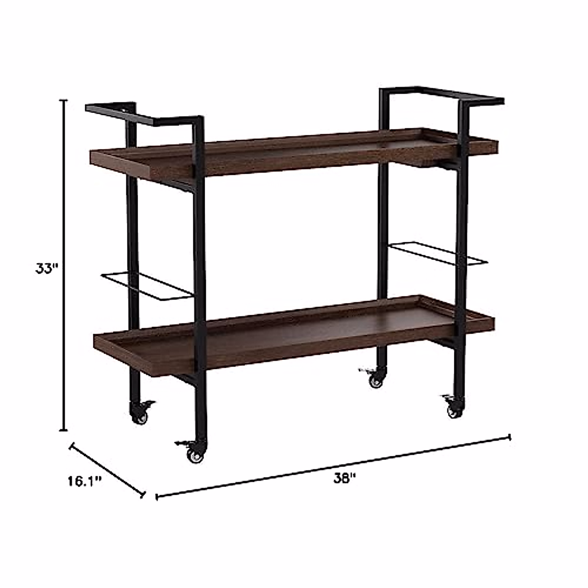 Christopher Knight Home Gerard Industrial Wooden Bar Cart, Dark Walnut Finish / Black