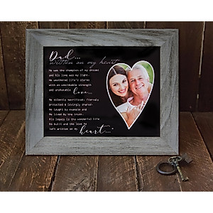 Written on my Heart Distressed Gray Memorial Photo Frame for Dad- Sympathy Gift for Loss - Made in USA of Dad/Dad Memorial Gift
