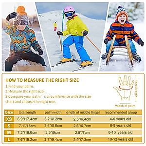 Kids Winter Waterproof Touch Screen Gloves: Age of 4-12 Boys & Girls Anti-Slip Outdoor Sports Warm Windproof Mittens for Running Hiking Cycling