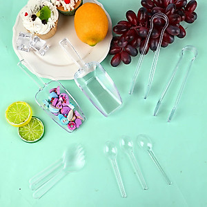 TBoxBo Food Scooper Transparent Tongs Plastic Serving Utensils Feeding Spoon 28 Pack Mini Transparent Thickened Plastic Scoop Dog Food Scoop Pet