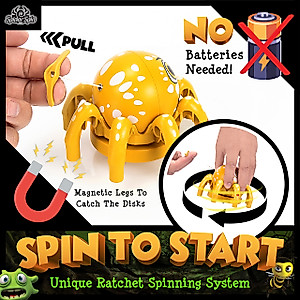 Catchup Toys Spider Spin Game Toy: Kids Magnetic Spin Catch Spider Grabs 10 Added Discs, Choose Cute Evil Design, Multi-Play Levels, STEM, Boys Ages 7+