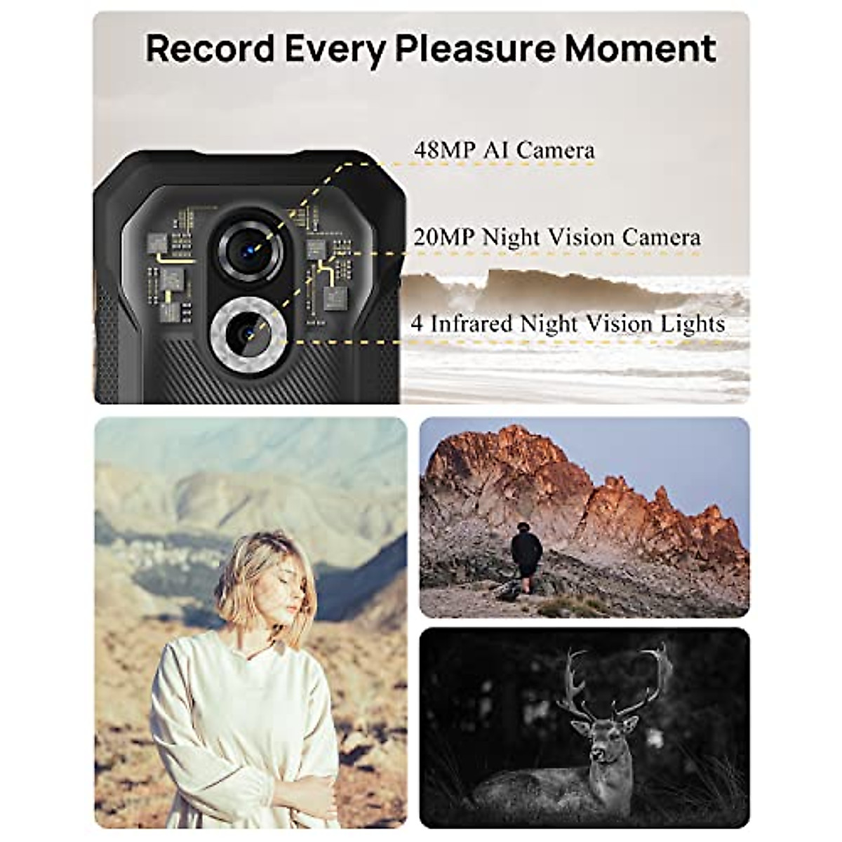 DOOGEE S61 PRO Rugged Smartphone (2022) - 20MP Night Vision Unlocked Android Phones - 8GB+128GB - Android 12 - IP68 Waterproof Rugged Phone Outdoor- 5180mAh Battery - 6.0" IPS HD- Dual SIM 4G - NFC