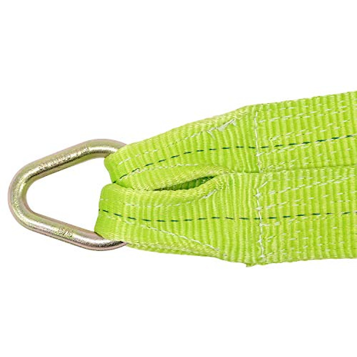 Mytee Products V Bridle Tow Strap 3" x 36" w/ 15" J Hook w/T-J Hooks, Hi VIZ/High Abrasion Green Webbing, 5400 lbs WLL | Recovery V-Strap w/Reinforced Webbing for Towing, Car Wrecker, Rollback