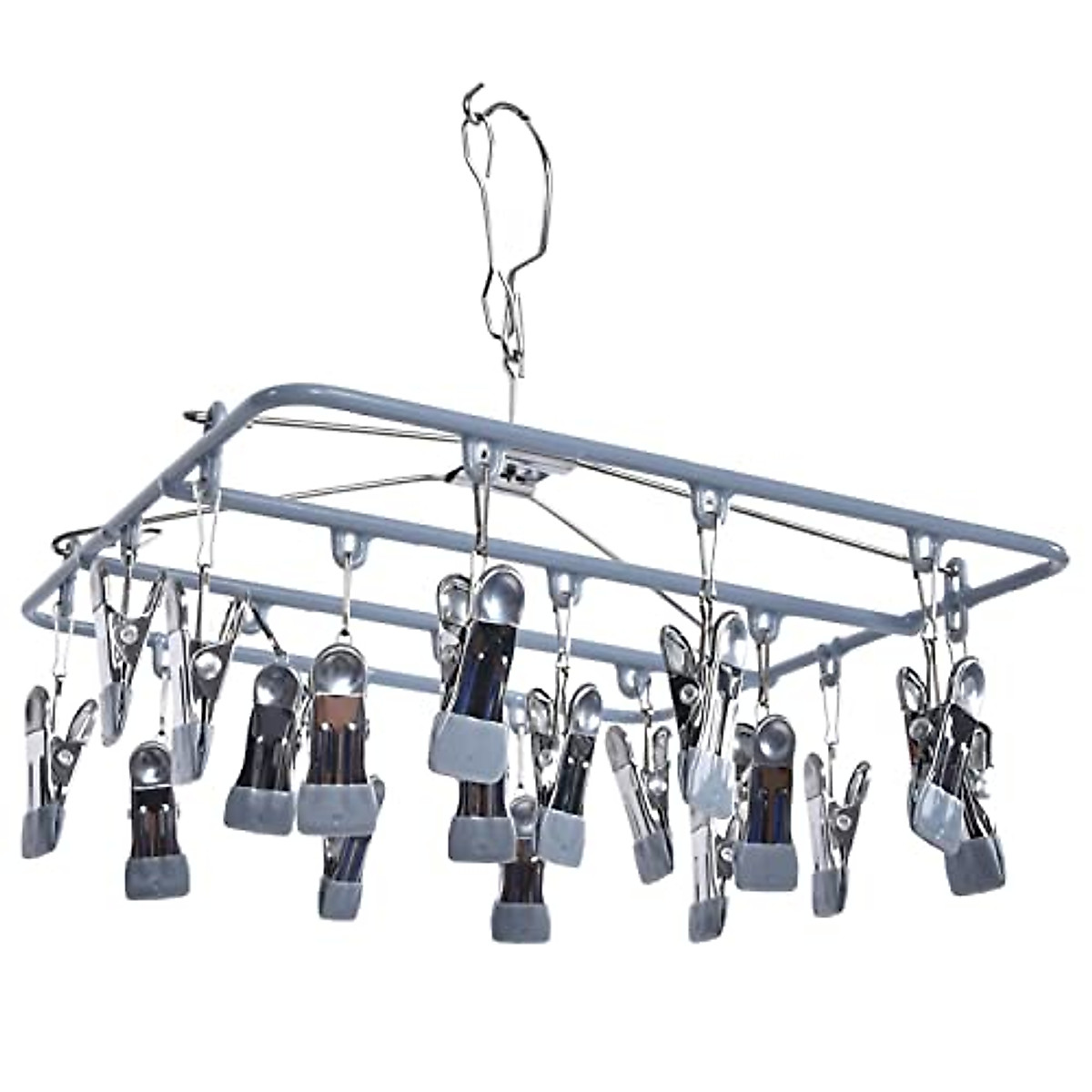 jerss Drying Rack Hanger Pants Clip Windproof Clothes 18 Clip Silver Home Underwear Clip Sock Rack 18 Clips Non Slip Stainless Steel with Outfit Clip Fastener for Dry Holder Hook