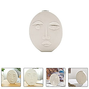 Veemoon Ceramic Vase Ceramic Decoration Vase Holder Pot Plant Desktop Indoor Bonsai Artistic Outdoor Arrangement Head Table Cute Decorative Unique Porcelain Decor Container Face Jewelry Glass Vase