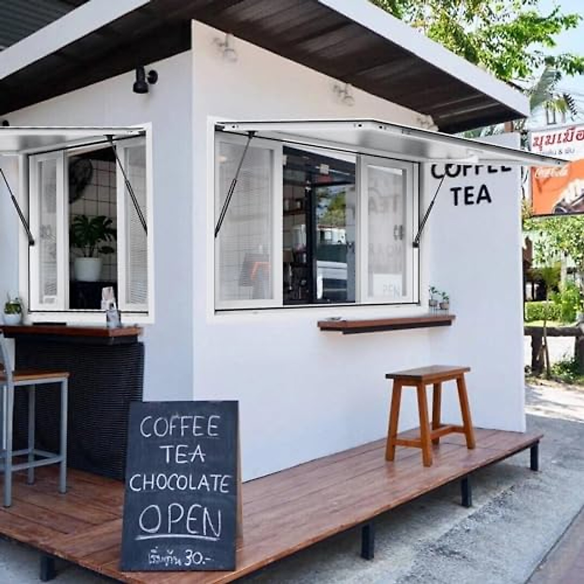 VEVOR Concession Window 60 x 36 inch, Aluminum Alloy Food Truck Service Window with 4 Horizontal Sliding Screen Windows & Awning Door & Drag Hook, Serving Window for Food Trucks Concession Trailers