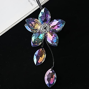 Flower Crystal Sun Catcher Chandelier Car Charm Hanging Ornament Decoration for Home Window Garden Rainbow Maker Pendant