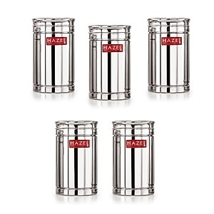 HAZEL Stainless Steel Container Set | 1200 ml Set of 5 Steel Container for Kitchen Storage Set | Air Tight Containers for Kitchen Storage | Ideal for Storing Rice, Cereal, Pulse, Snacks.