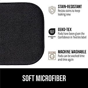 Gorilla Grip Memory Foam Chair Cushions, Comfortable Pads for Dining Room, Kitchen Table, Office Chairs, Stay in Place Backing, Comfortable Microfiber Seat Pad Cushion, Set of 4, 16x16, Black