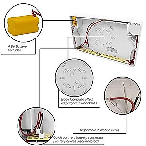 LFI Lights | Red Exit Sign | All LED | White Thermoplastic Housing | Hardwired with Battery Backup | Optional Double Face and Knock Out Arrows | UL Listed | Contractor Standard | (1 Pack) | LED-R