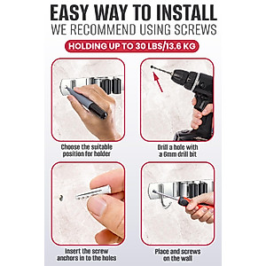 Mop and Broom Holder Wall Mount, Keep your Closet and Garage Tidy with a Heavy Duty Wall Mounted Mop and Broom Holder, - Utility Rack Laundry Room Organization and Storage Tool Rack Organizer Hooks