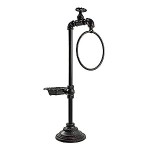 Colonial Tin Works Spigot Soap and Towel Holder, 23.5-inches Height, Black