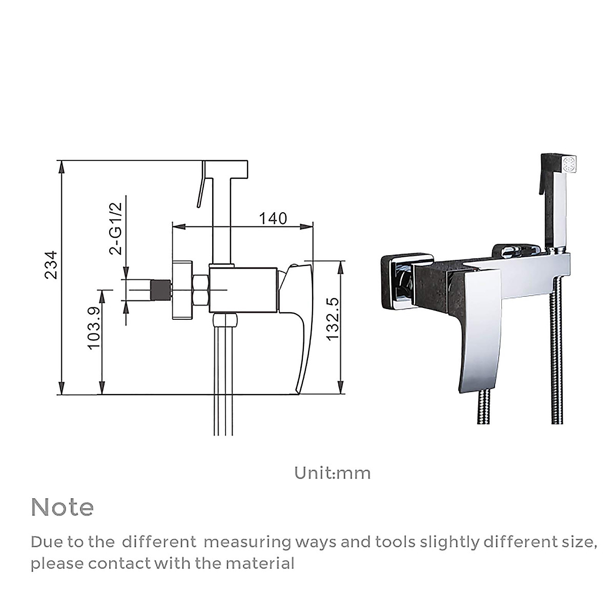 Chrome Handheld Bidet Sprayer for Toilet, Brass Hot and Cold Water Bathroom Cloth Diaper Sprayer Set Wall Mounted Toilet Bidet Sprayer Kit for Personal Hygiene