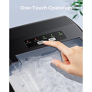HOMEZAY Ice Maker Countertop, 9 Cubes Ready in 6 Mins, 26 lbs per Day, Ice Machine with 2 Ice Sizes and Self-Cleaning, Portable Ice Maker with Handle for Home, Kitchen, Camping, RV, Office, Black