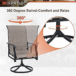MIXPATIO Outdoor Dining Swivel Chairs Set of 2 High Back Patio Chairs with Textilene Mesh Fabric for Deck Lawn Garden