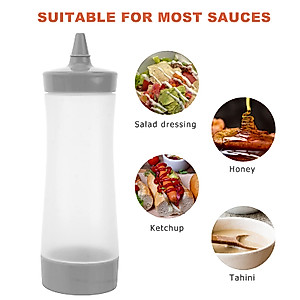 UPKOCH 3PCS Plastic Squeeze Squirt Condiment Bottles Ketchup Bottle Mustard Sauce Containers for Kitchen Condiment (Grey)