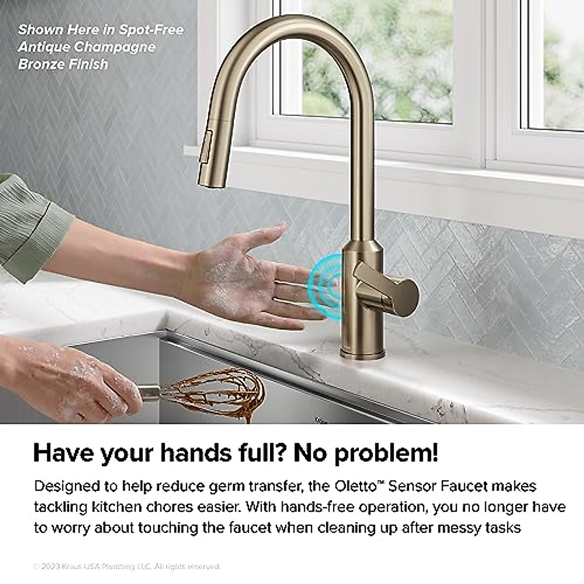 KRAUS Oletto Touchless Sensor Pull-Down Single Handle Kitchen Faucet in Spot-Free Stainless Steel, KSF-2830SFS