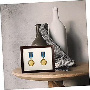 CLISPEED Box Medal Display Frame Ornament Photo Frame Marathon Medal Display Case Pin Display Case Wood Coat Hangers Desk Top Decor Metal Decor Gift Picture Frame Wood Medal Display Case