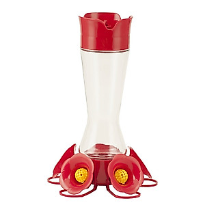 Perky-Pet 204CP-4 Favored Pinch-Waist Glass Hummingbird Feeder with Built-in Ant Moat and Bee Guards - 16 oz