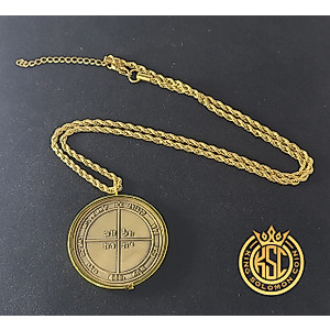 Fifth Pentacle of Mercury + 72 names of God + 1FitAll King Solomon Coin bezel kabbalah seal talisman Necklace