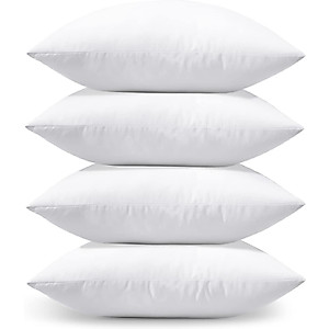 OTOSTAR 18x18 Pillow Inserts Throw Pillow Inserts Set of 4 18 x 18 Inches Bedding Pillow Inserts Square White Decorative Throw Pillows Form Pillow Stuffer for Couch Sofa Bed Pillow Filler (White)