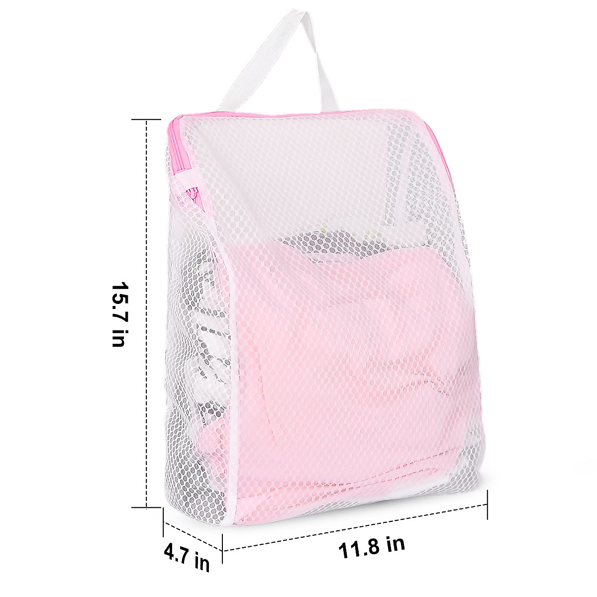 Nufiwra 4Pcs Large Mesh Laundry Bags with Handles, 15.7 x 11.8 Inch Side Widening Zippered Delicate Bag for Washing Machine, Ideal for Washing Socks, Baby Items, Lingerie, Travel Garments