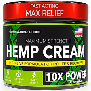 Hemp Cream Maximum Strength (8 oz) Hemp Oil & Arnica Cream, Soothes Discomfort on Joint Muscle Shoulder Hip Neck Knee & Back Support, All Natural Relief Cream Made in USA, Instant Lotion Menthol Rub