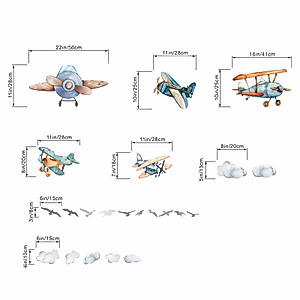 Amimagen Airplane Wall Stickers - Aircrafts Wall Decals - Kids Baby Boys Nursery Children Daycare Bedroom Playroom Wall Decor