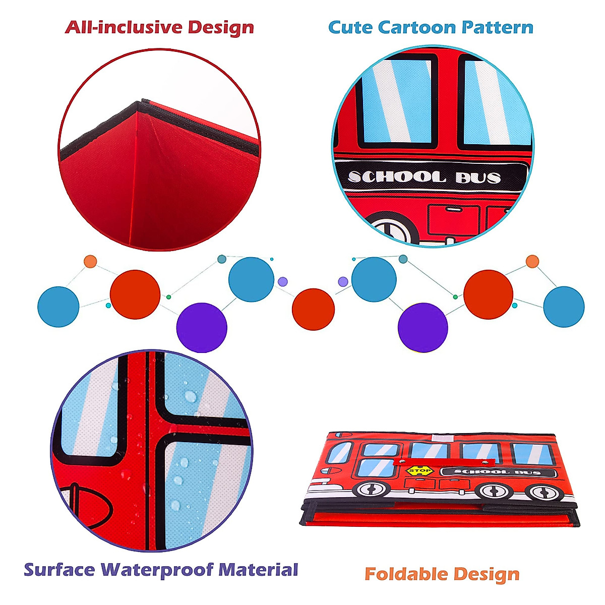 Saderoy Kids Toy Chest,Toy Chest, Collapsible Storage Cubes Organizer with Handles, Kids Toy Bin with Lids, Car Pattern Toy Storage Organizer for Boys&Girls, Clothes&Book,etc 3 Packs