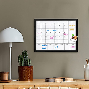 Aitakatta 3-in-1 Dry Erase Calendar for Wall, Magnetic Monthly & Weekly Calendar Whiteboard, Dry Erase Board for Wall with Black Wood Frame, Hanging White Board Calendar for Decor/Memo(YL+ZL-BK,4333)