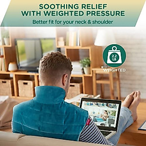 Comfytemp Weighted Heating Pad for Neck and Shoulders, 2.2lb Large Electric Heated Neck Shoulder Wrap for Pain Relief - 9 Heat Settings, 11 Auto-Off, Gifts for Women Men Mom Dad - 19"x22"