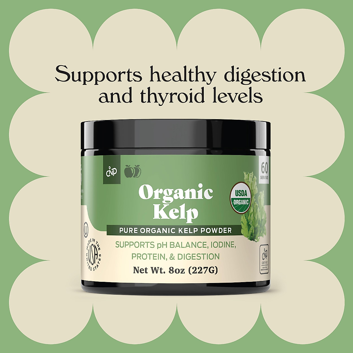 Organic Kelp Powder Supplement - Bulk Raw, Dry, Pure Sea Kelp Seaweed Powder 8oz 75 Serving Thyroid, Iodine, & Digestion