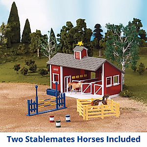 59197 Stablemates Red Stable Set with Two Horses, N/a