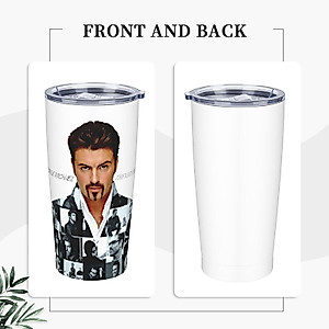 DFAGGQL George Music Michael Stainless Steel Insulated Tumbler Coffee Mug Water Cup Vacuum Bottle with Straw and Lid 20 oz
