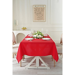 Craft And Party Rectangle Tablecloth, 60 x 102 Inch Red Tablecloth, 6ft Rectangle Table Cloth, Polyester Fabric Washable Tablecloth for Home, Party, Wedding or Restaurant Use.