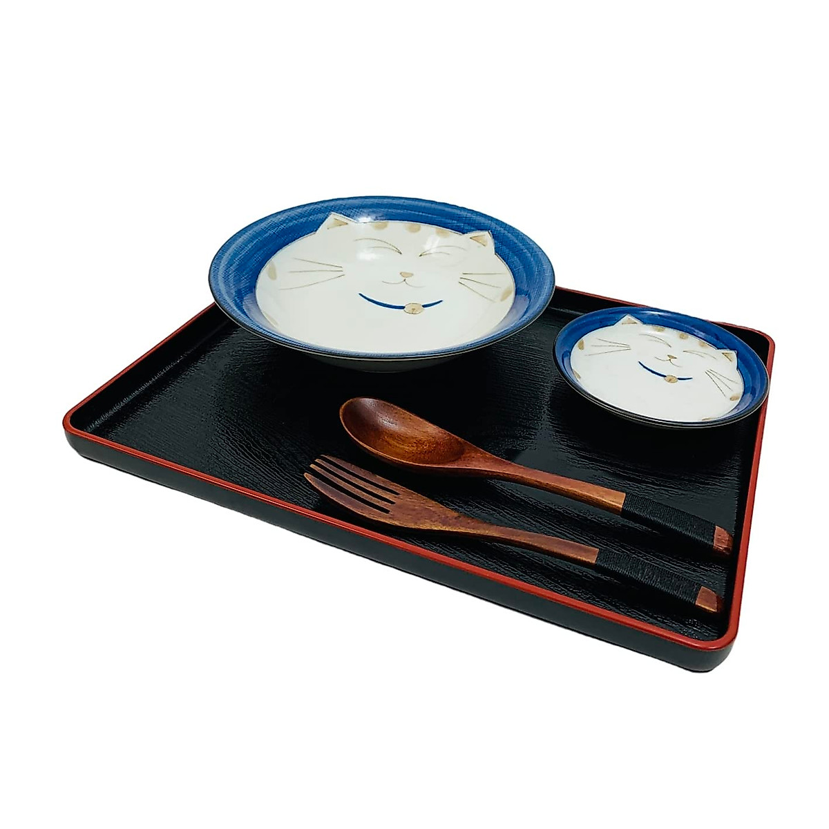 JapanBargain 2564x4, Set of 4 Japanese Porcelain Dipping Sauce Bowl Smiling Kitty Cat Bowl for Appetizer Snack Made in Japan, 4-1/4 inches, Blue (4, Blue)