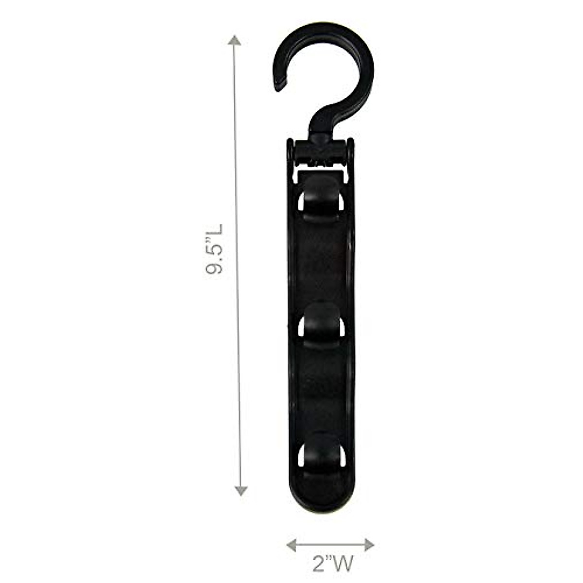 HOME-X Multifunctional Vertical Hanger, Closet Organizer, Space-Saving Shirt and Pants Hanger, Cascading Hooks for Hangers, 9 ½" L x 2" W x ¾ H, Set of 3, Black