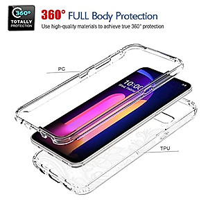Tothedu Phone Case for LG V60 ThinQ 5G Case/LG V60/LM-V600 Case with Tempered-Glass Screen Protector, Cute Clear Mandala Pattern Full Body Protective Cover Cases for LG V60 ThinQ (Mandala)